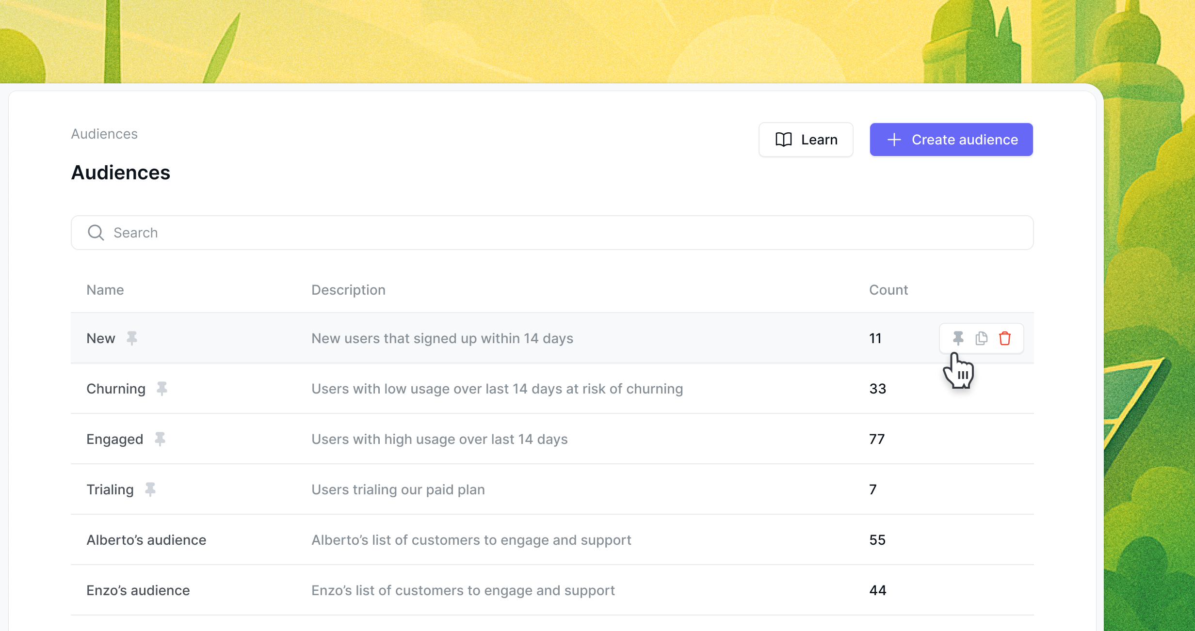 Audiences and dashboards list redesign | June Changelog